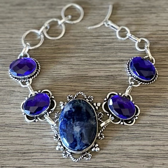 Hand Crafted | Jewelry | 382 Sodalite Rainbow Fire Topaz Bracelet ...